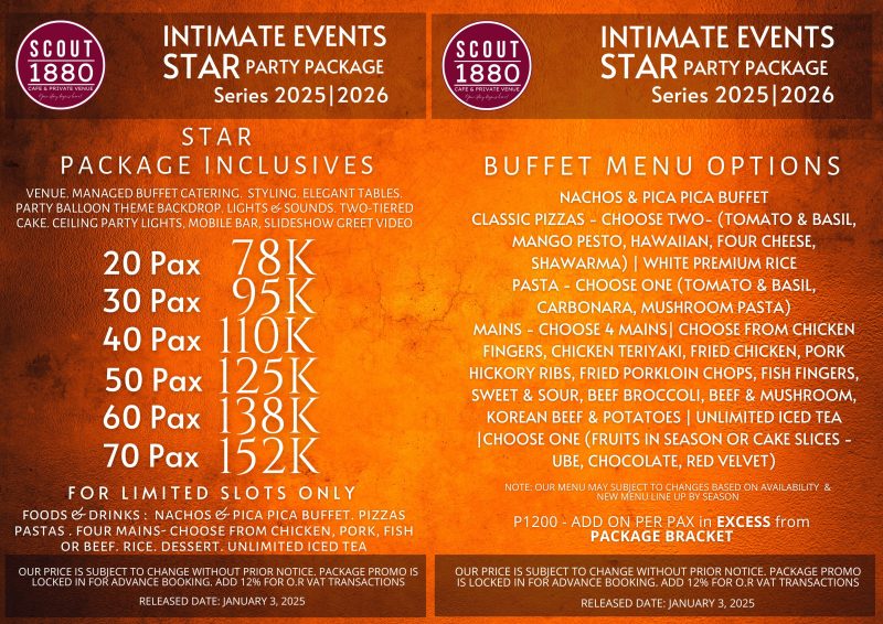 STAR- All occasion with inclusions 2025-2026 – SCOUT1880 CAFE & PRIVATE ...